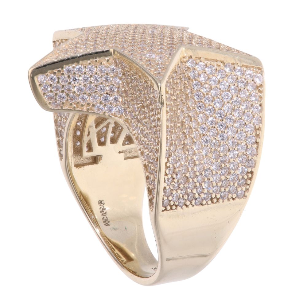 9ct Yellow Gold Cubic Zirconia Star Signet Ring RAMS3380000080-V | Ramsdens Jewellery