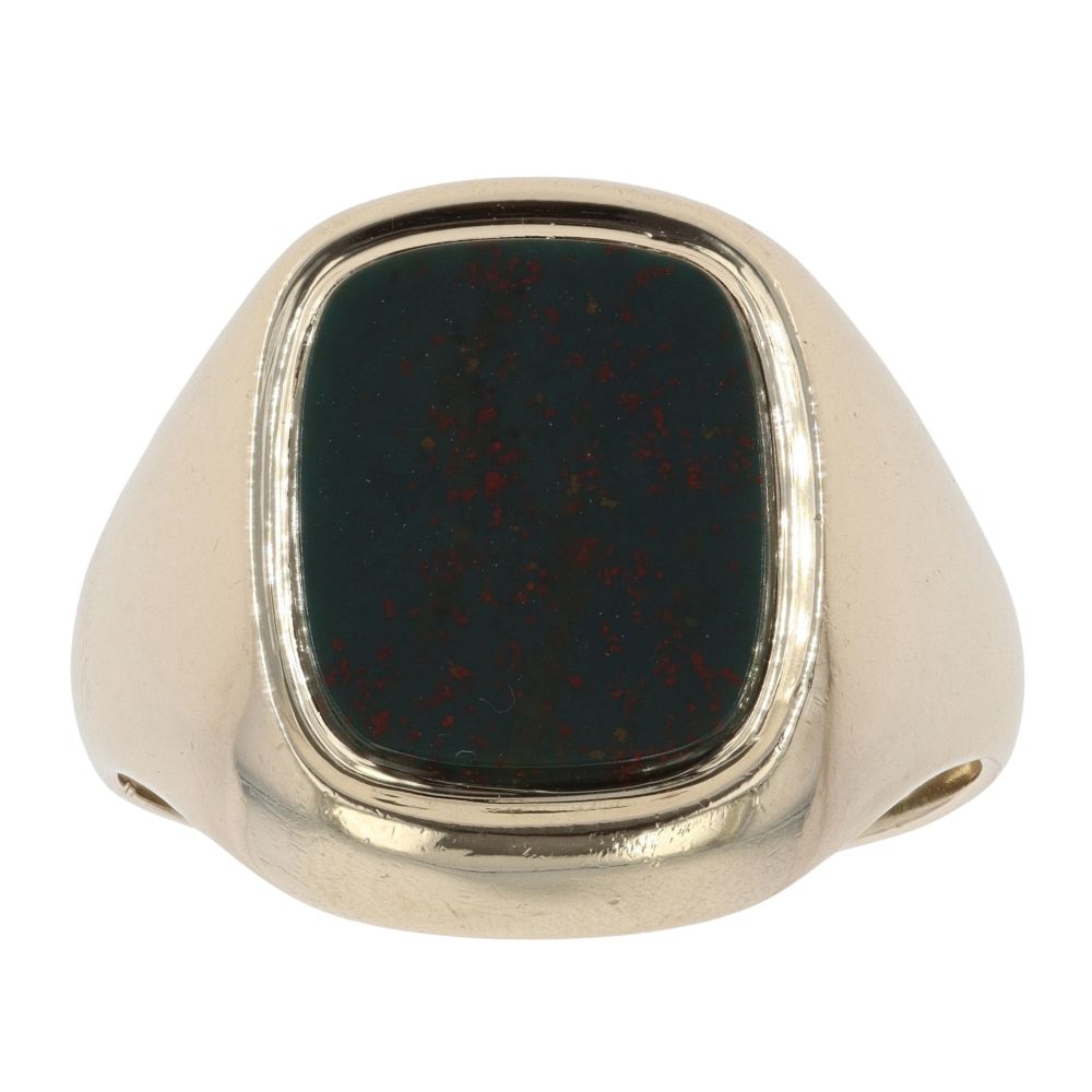 9ct Yellow Gold Blood Stone Signet Ring RAMS746351053004 | Ramsdens ...