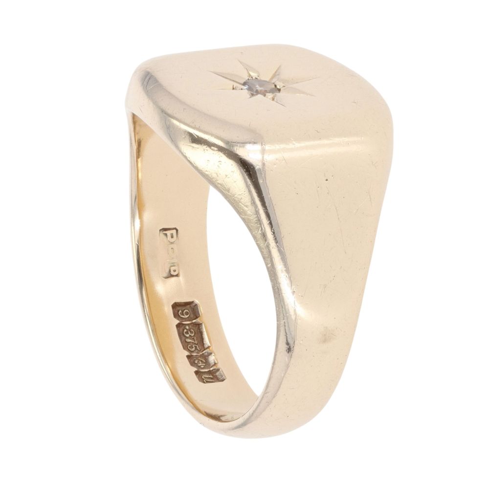 9ct Yellow Gold 0.05ct Diamond Signet Ring RAMS944324802021 | Ramsdens ...