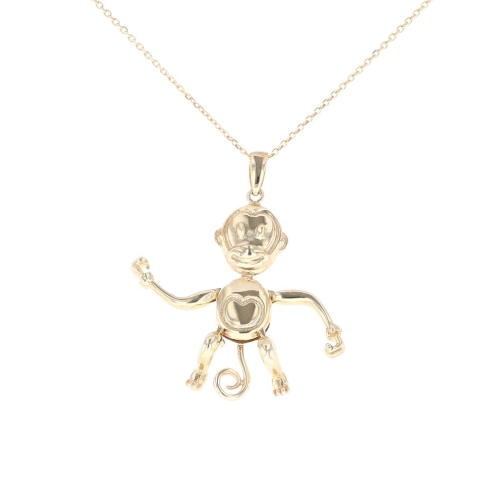 9ct Yellow Gold Movable Monkey Pendant And Chain 18" RAMS5630000022 ...