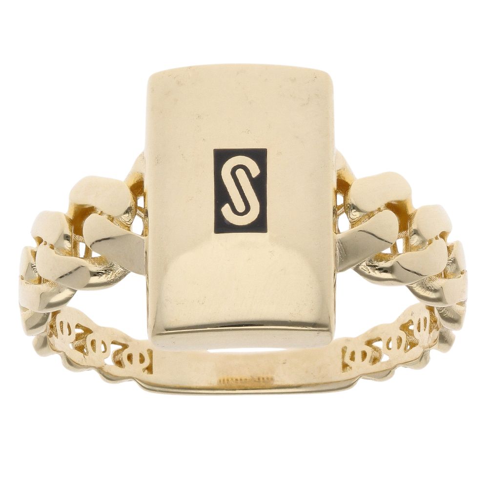 14ct Yellow Gold Monaco Classic Plain Signet Ring RAMS3830002704 ...