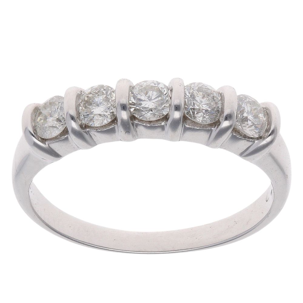 18ct White Gold 0.50ct Brilliant Cut Diamond Five Stone Ring RAMS136342075005 | Ramsdens Jewellery