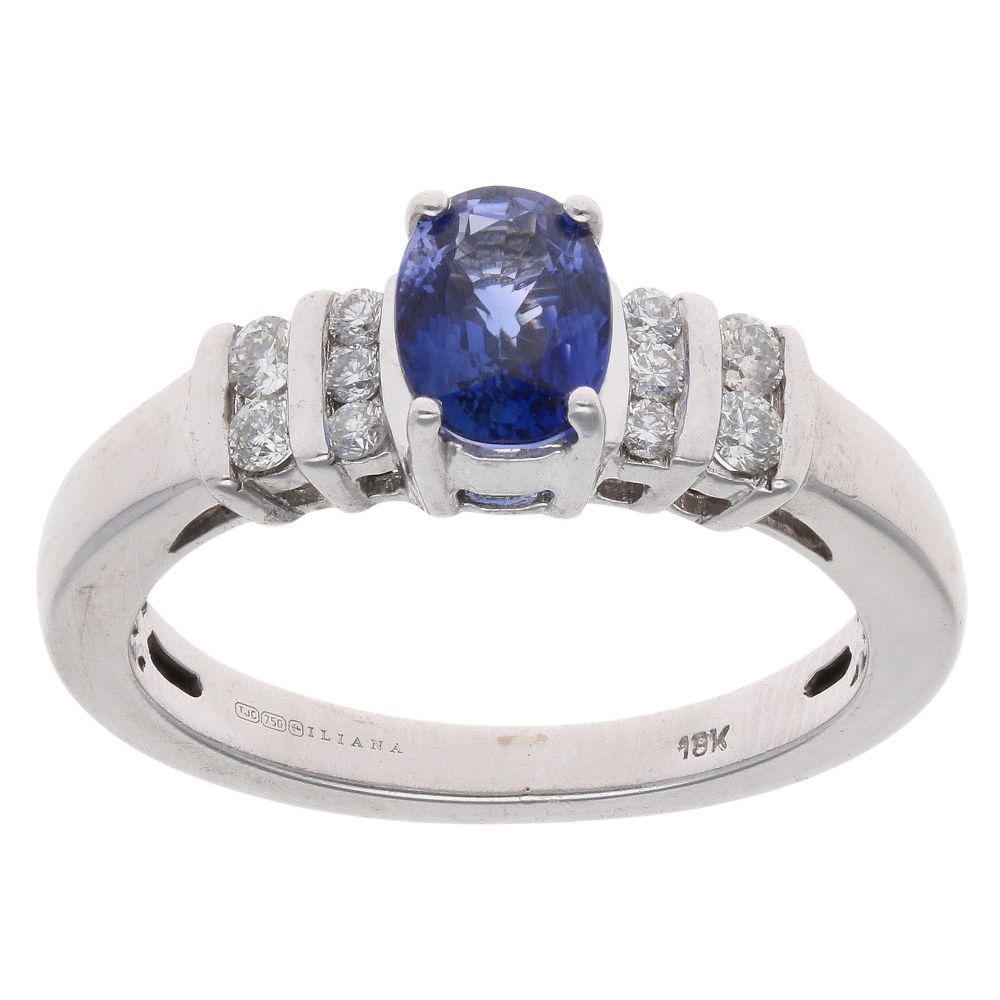 18ct White Gold 0.20ct Diamond And Sapphire Ring RAMS125363288001 ...