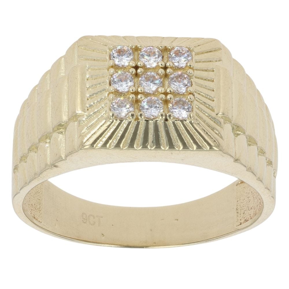 9ct Yellow Gold Cubic Zirconia Watch Strap Signet Ring RAMS851342453003 ...