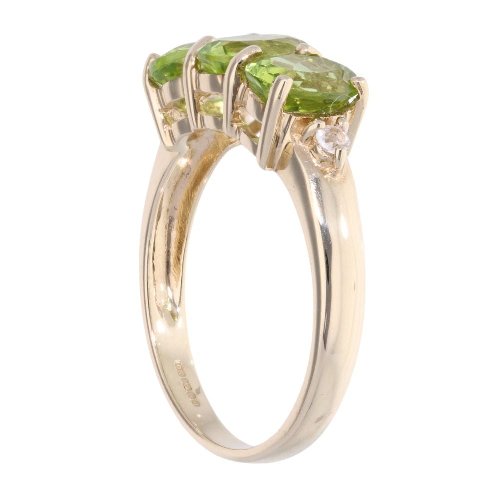 9ct Yellow Gold Peridot And Cubic Zirconia Stone Set Ring ...