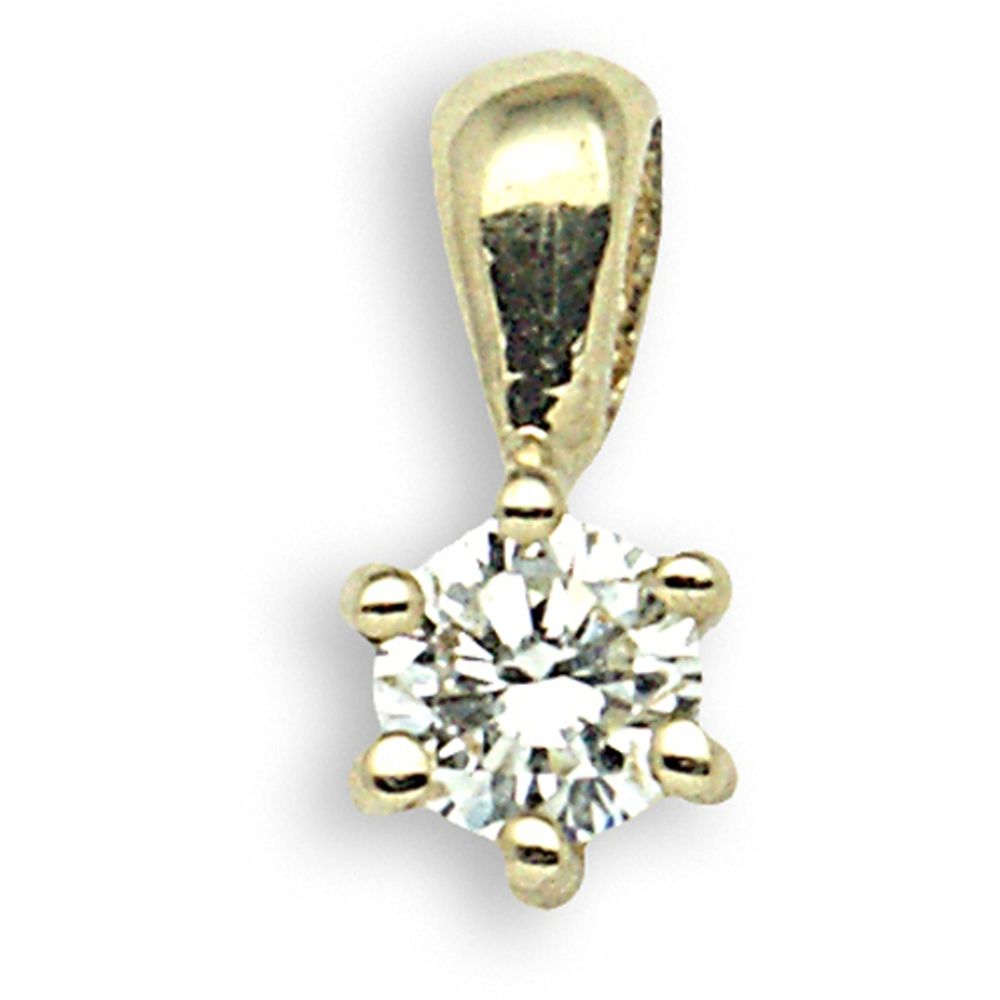 18ct Yellow Gold 0.10ct Diamond Claw Set Pendant RAMS18P001-010 ...