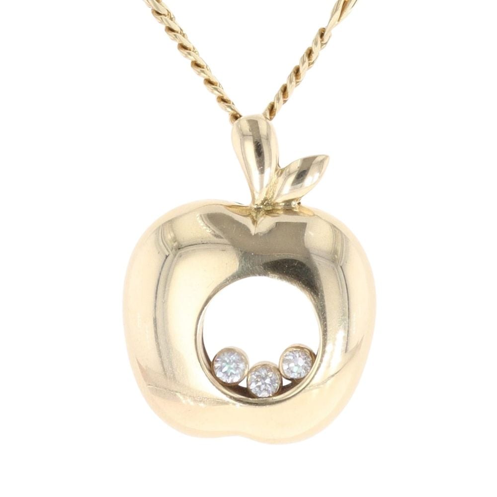 14ct Yellow Gold 0.20ct Brilliant Cut Diamond Apple Pendant And Chain ...