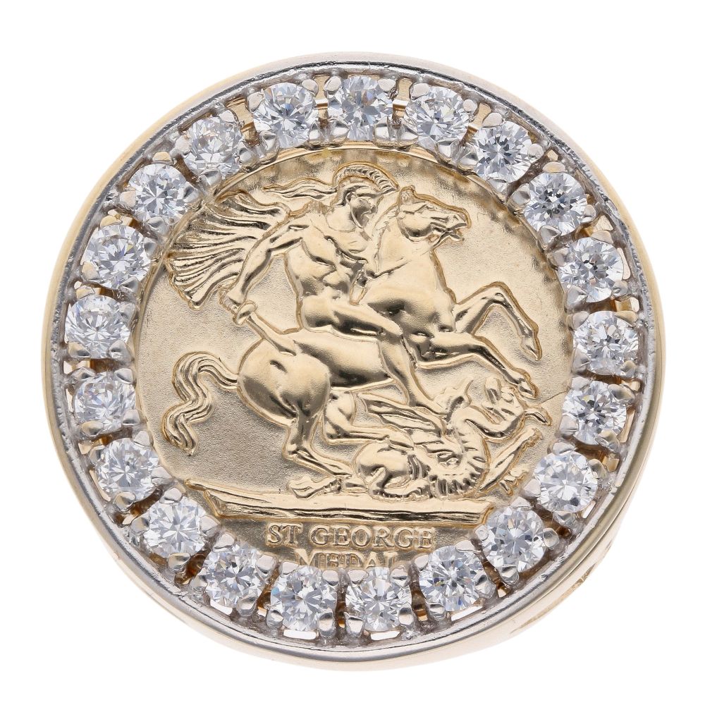 9ct Yellow Gold Cubic Zirconia St George Coin Ring RAMS988353699009 ...