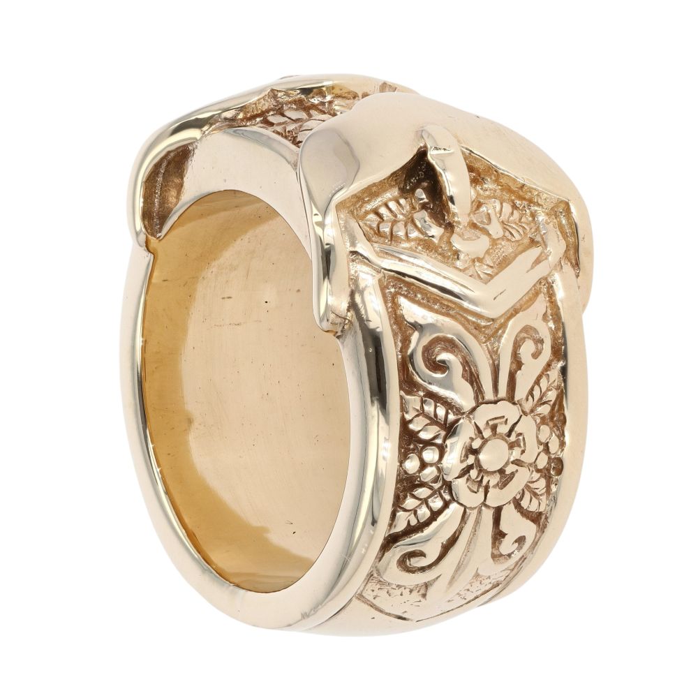 9ct Yellow Gold Patterned Double Buckle Ring RAMS9900005467-Y ...