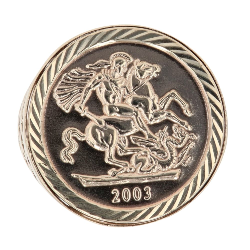9ct Yellow Gold St George Coin Ring RAMS221400096902 | Ramsdens Jewellery