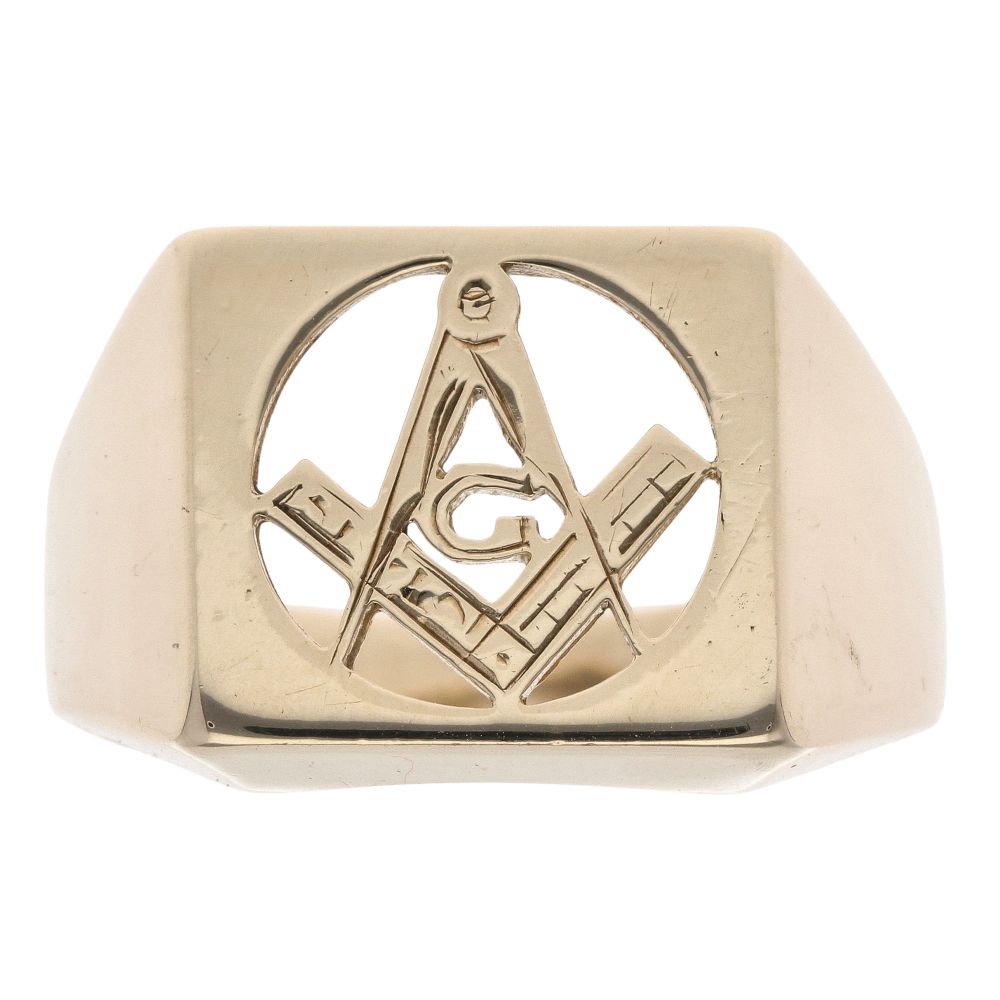9ct Yellow Gold Masonic Signet Ring RAMS553348405004 | Ramsdens Jewellery