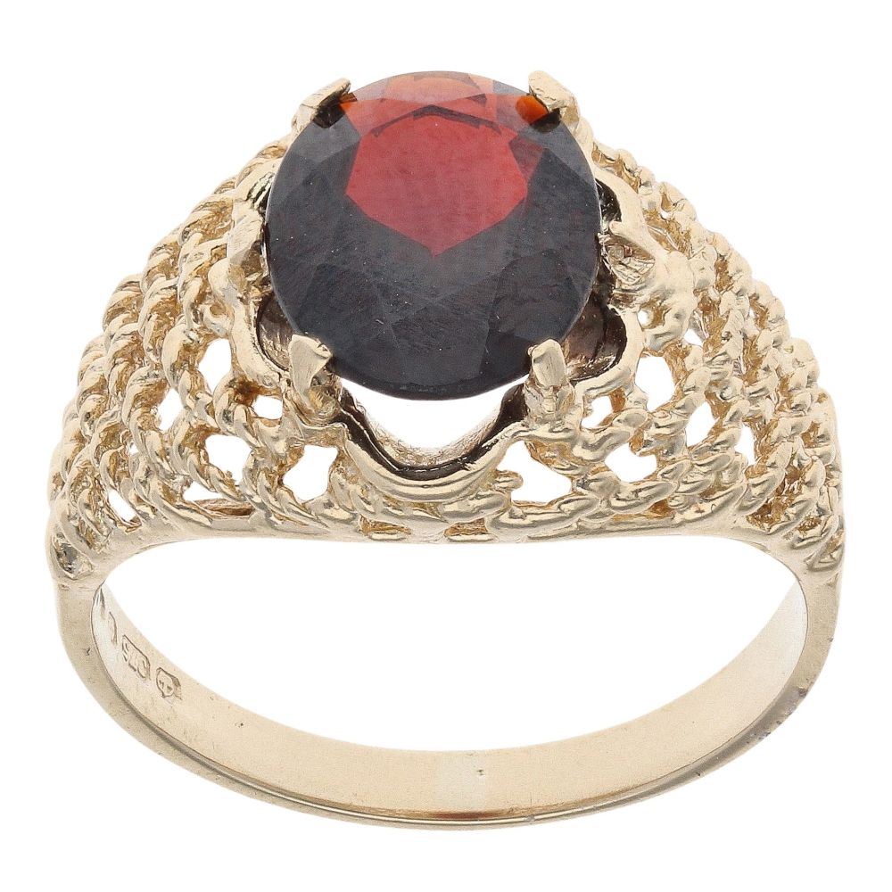 9ct Yellow Gold Garnet Solitaire Ring RAMS211900511903 | Ramsdens Jewellery
