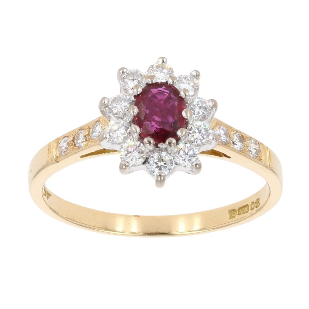 18ct Yellow Gold 0.25ct Diamond And Ruby Cluster Ring | Ramsdens Jewellery