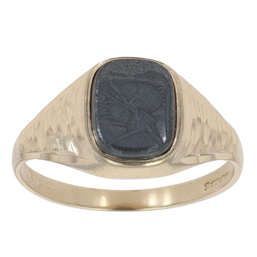 9ct Yellow Gold Hematite Centurion Signet Ring RAMS995354050042 ...