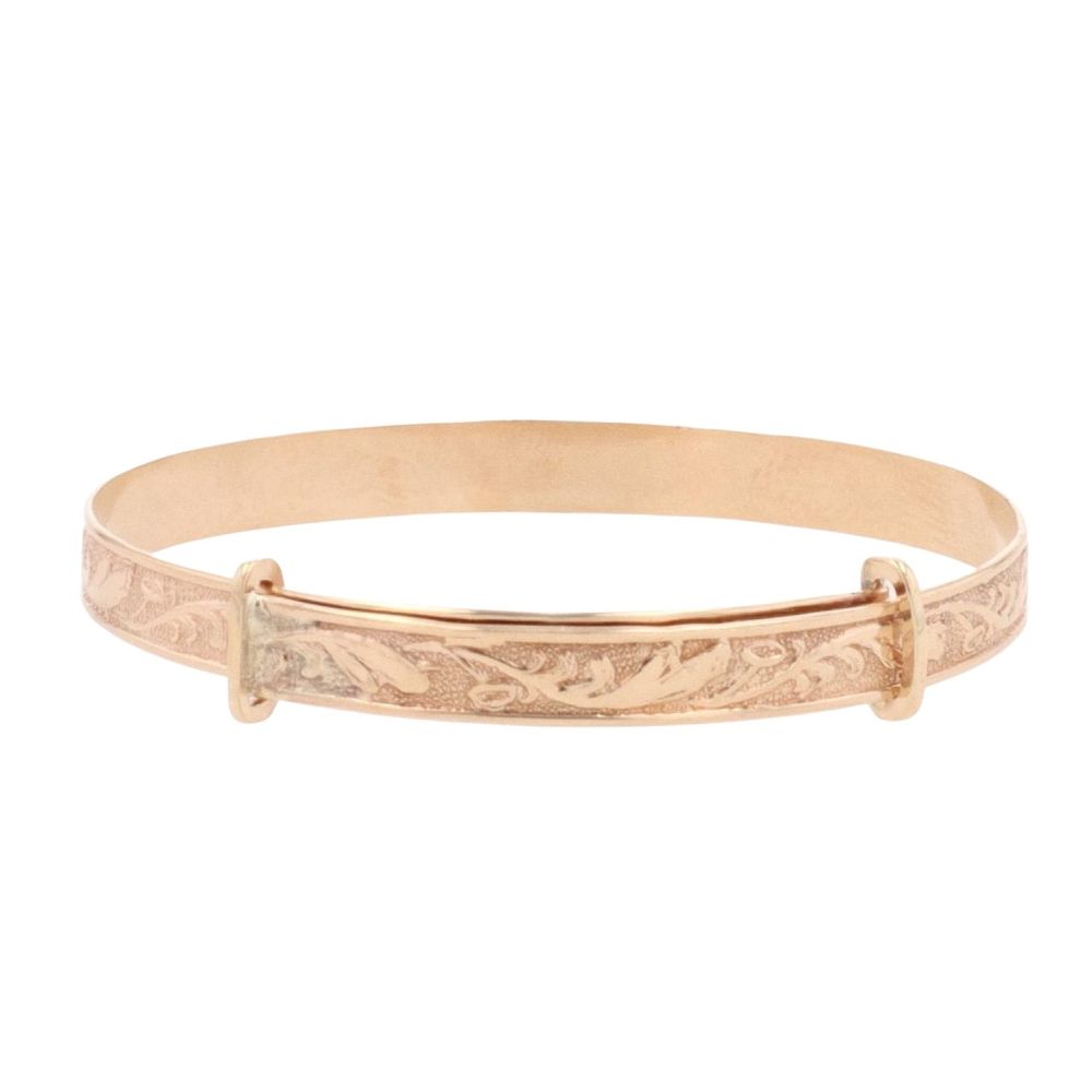 9ct Yellow Gold Patterned Expanding Child's Bangle RAMS775355413008 | Ramsdens Jewellery