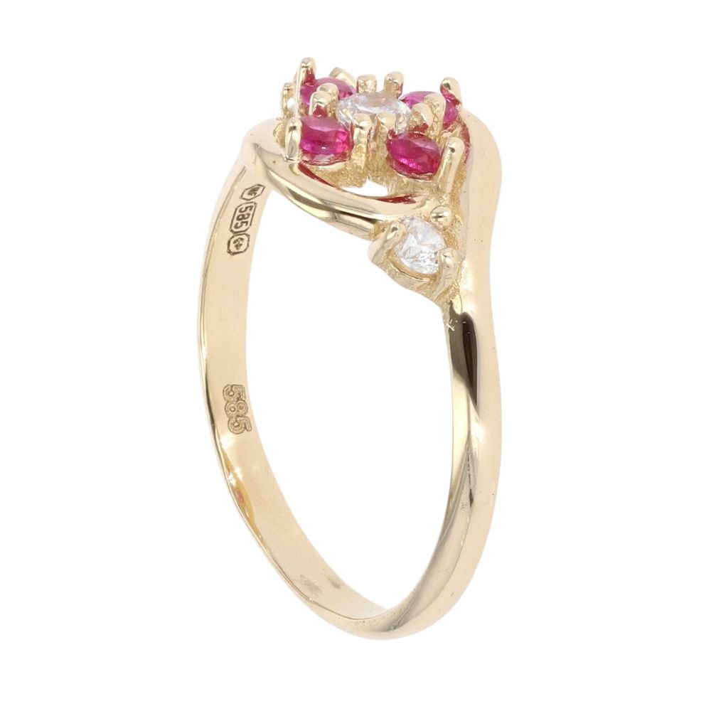Children's 14ct Yellow Gold Pink Gemstone And Cubic Zirconia Ring ...