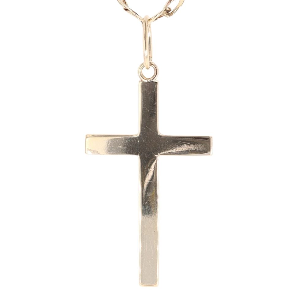 9ct Yellow Gold Cross Pendant and Curb Chain 20" RAMS963352330001 ...
