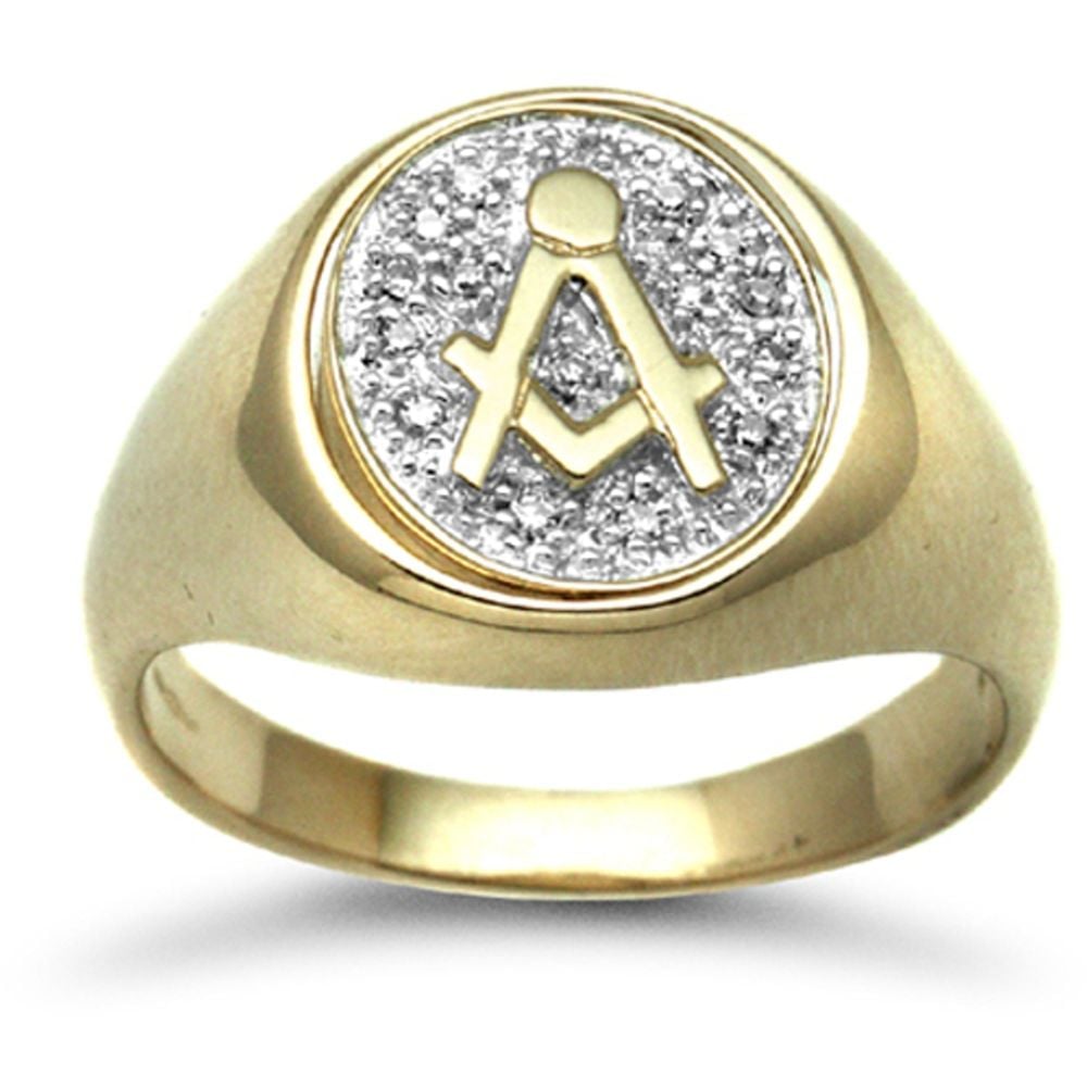 9ct Yellow Gold 0.10ct Diamond Masonic Ring RAMS9R378 | Ramsdens Jewellery