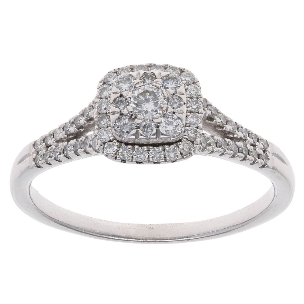 18ct White Gold 0.50ct Brilliant Cut Diamond Cluster Ring RAMS675344331006 | Ramsdens Jewellery