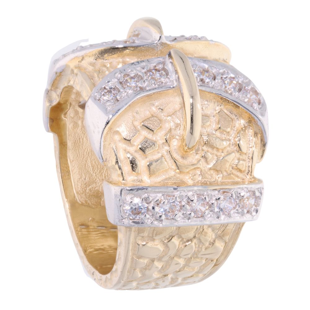 9ct Yellow Gold Cubic Zirconia Double Buckle Ring RAMS4430000009 ...