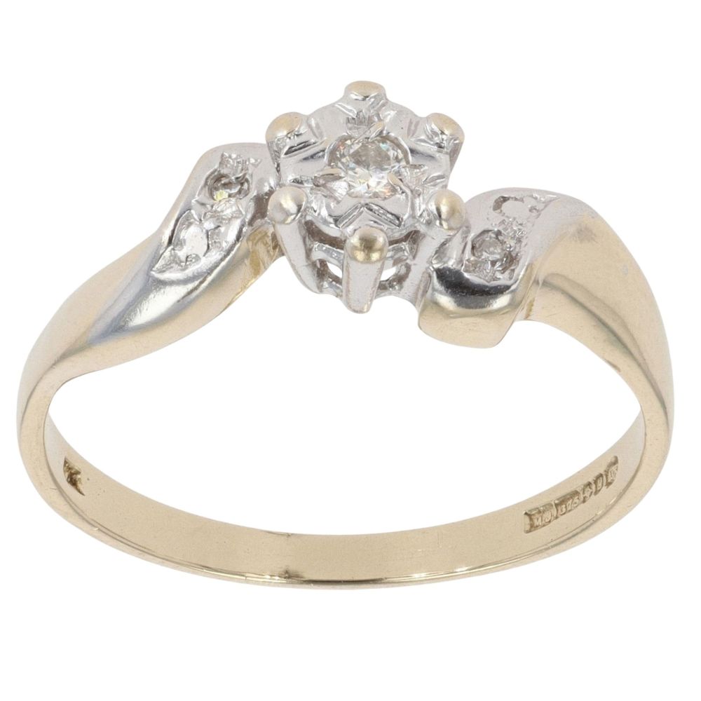 9ct Yellow Gold 0.05ct Diamond Solitaire Twist Ring RAMS971354206018 ...