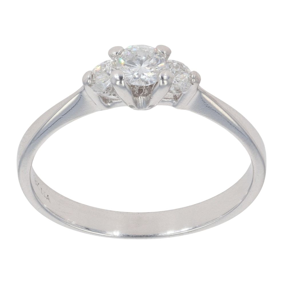 18ct White Gold 0.50ct Brilliant Cut Diamond Trilogy Ring RAMS141347721004 | Ramsdens Jewellery