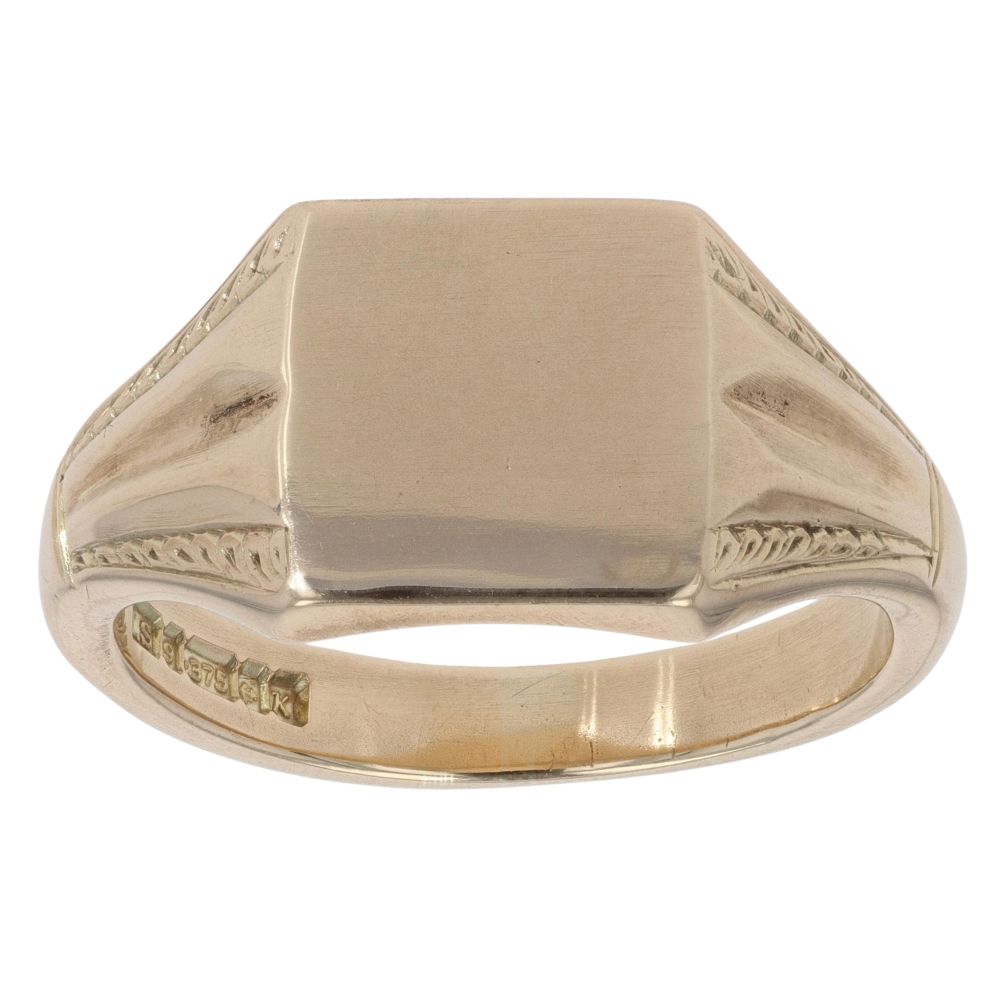 9ct Yellow Gold Patterned Signet Ring RAMS992365302005 | Ramsdens Jewellery