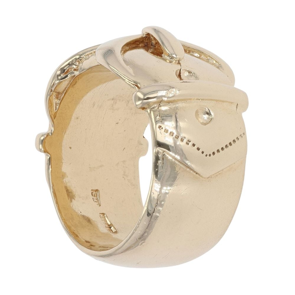 9ct Yellow Gold Plain Double Buckle Ring RAMS207203593601 | Ramsdens ...