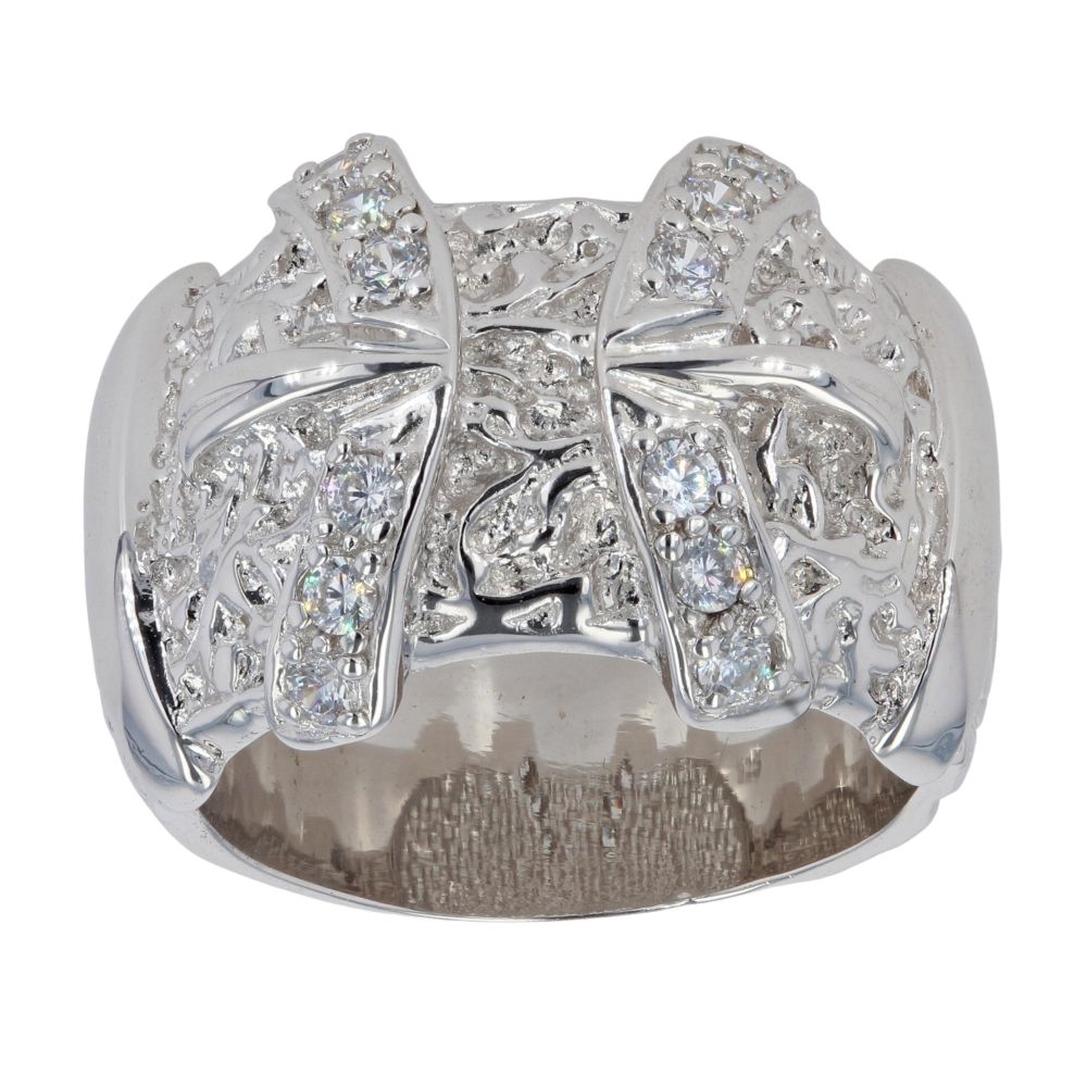 Silver Double Buckle Ring by Icesia RAMS9610001504 | Ramsdens Jewellery