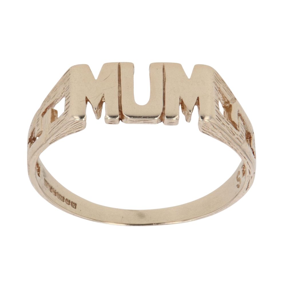 9ct Yellow Gold Patterned Mum Ring RAMS998368979011 | Ramsdens Jewellery