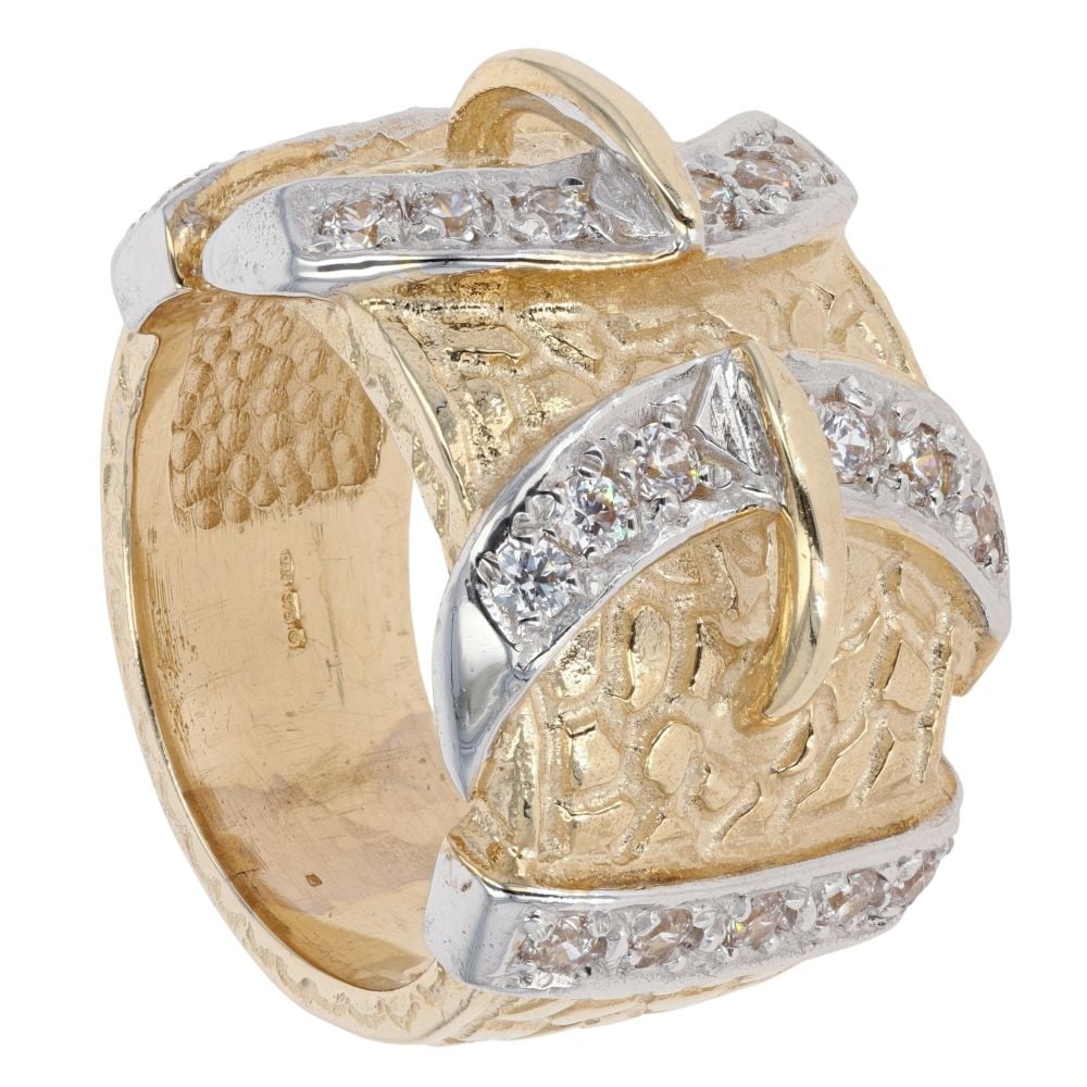 9ct Yellow Gold Cubic Zirconia Double Buckle Ring RAMS4430000056 ...