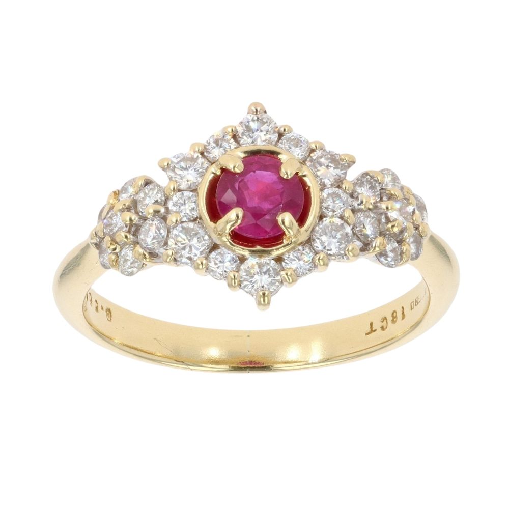 18ct Yellow Gold 0.50ct Diamond And Ruby Ring | Ramsdens Jewellery