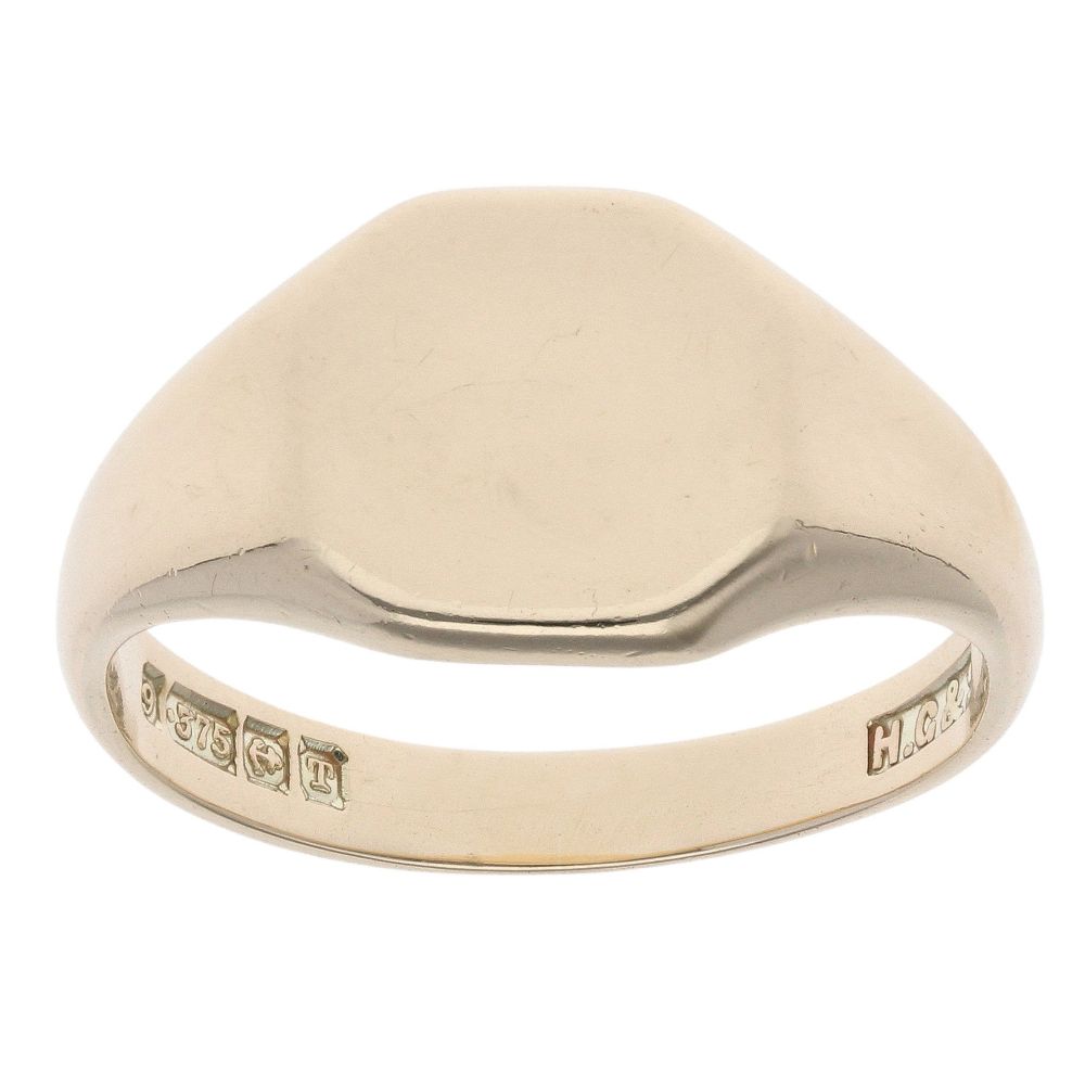 9ct Yellow Gold Plain Octagon Signet Ring RAMS763347851003 | Ramsdens ...