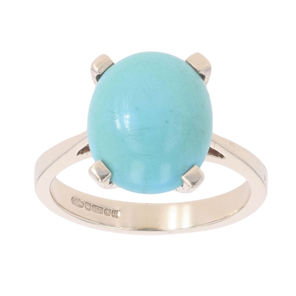 9ct Yellow Gold Turquoise Single Stone Ring RAMS756329855007 | Ramsdens ...