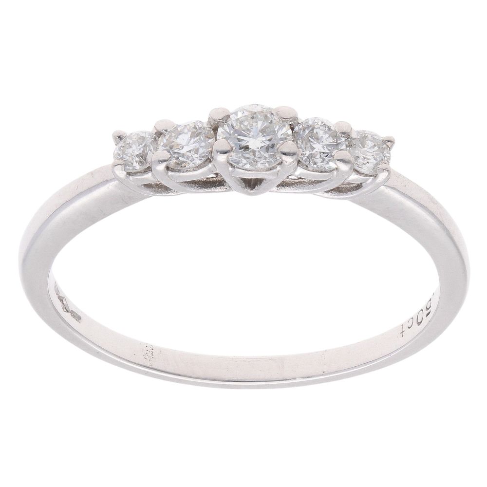 Platinum 0.50ct Brilliant Cut Diamond Five Stone Ring RAMS836308792004 ...