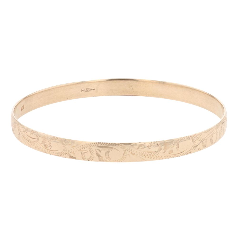 9ct Yellow Gold Patterned Bangle RAMS971350647006 | Ramsdens Jewellery