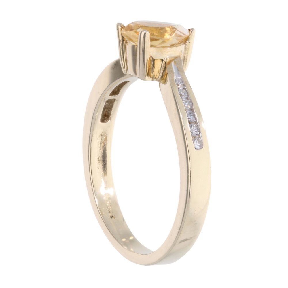 9ct Yellow Gold Created Citrine And Diamond Stone Set Ring ...