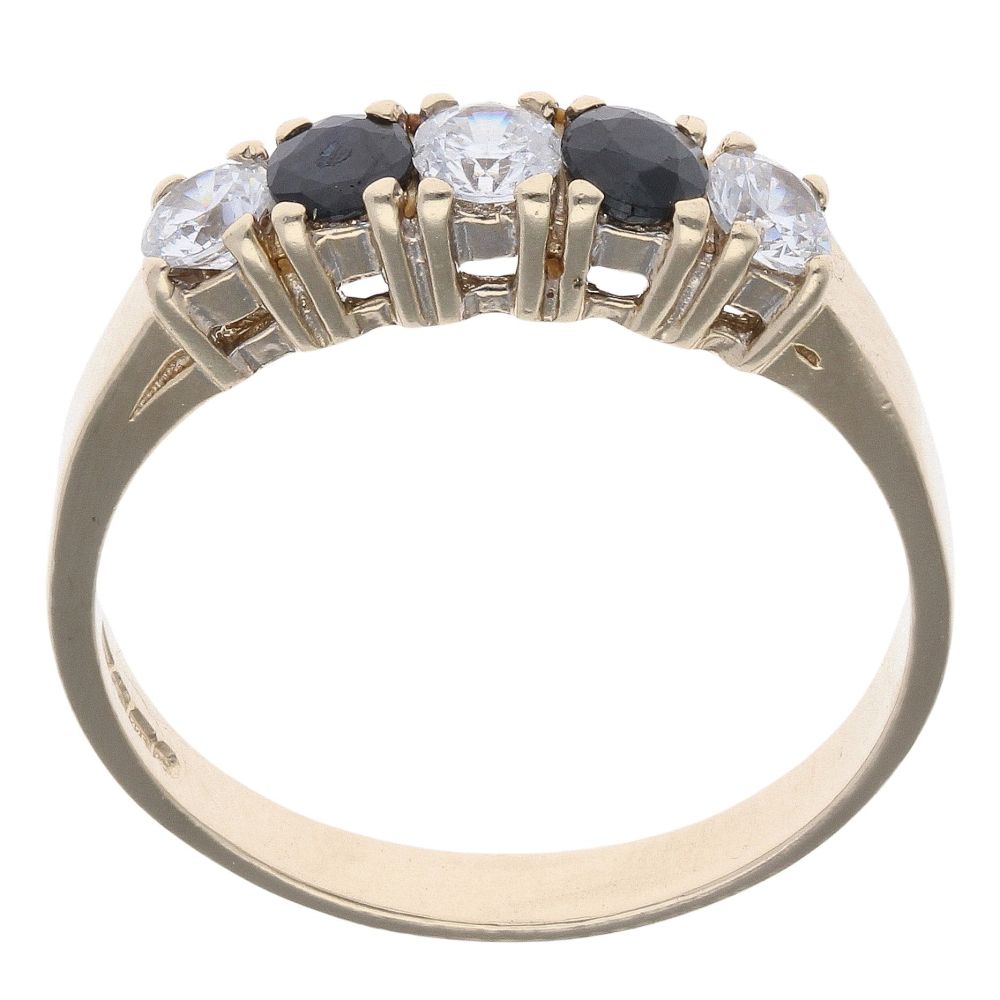 9ct Yellow Gold Sapphire And Cubic Zirconia Ring RAMS640329799002 ...