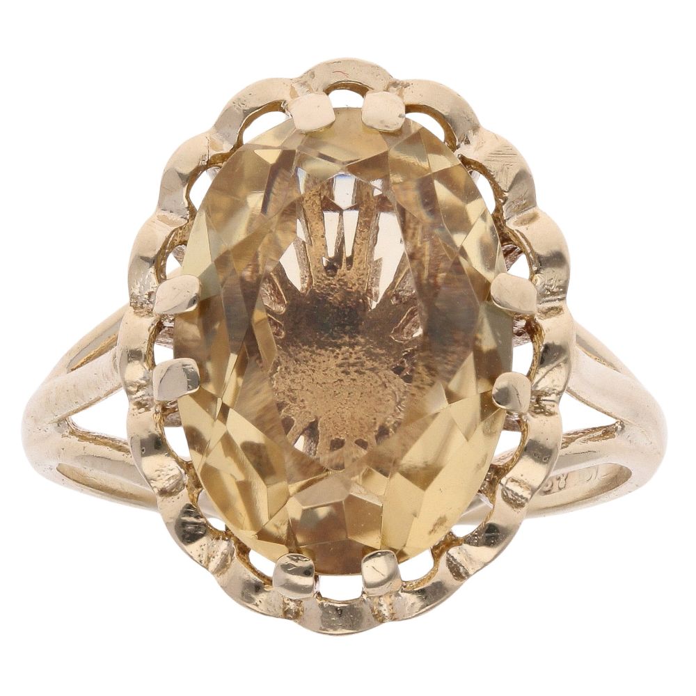 9ct Yellow Gold Yellow Gemstone Single Stone Ring RAMS767351911016 ...