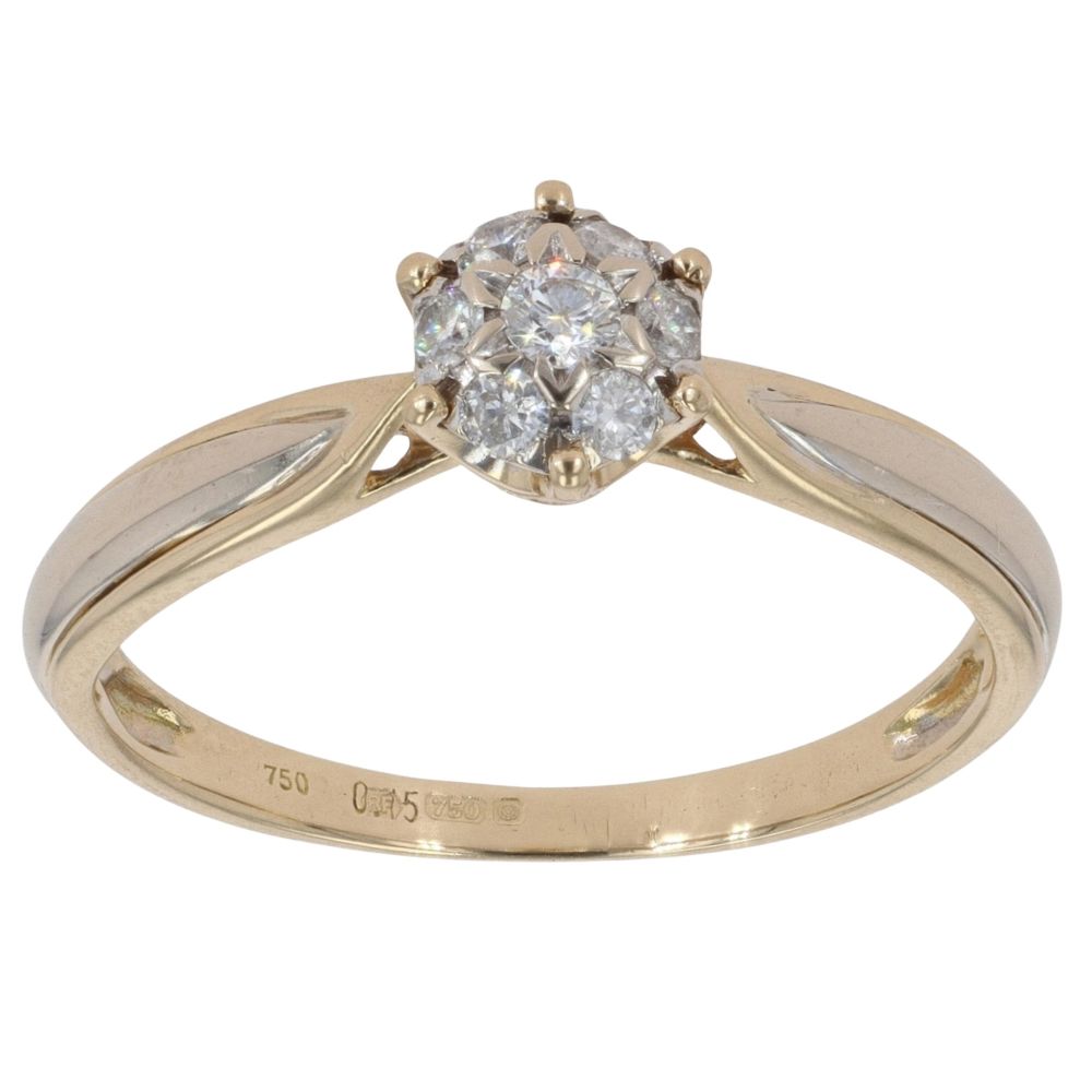 18ct Yellow Gold 0.15ct Diamond Cluster Ring RAMS669348195005 ...