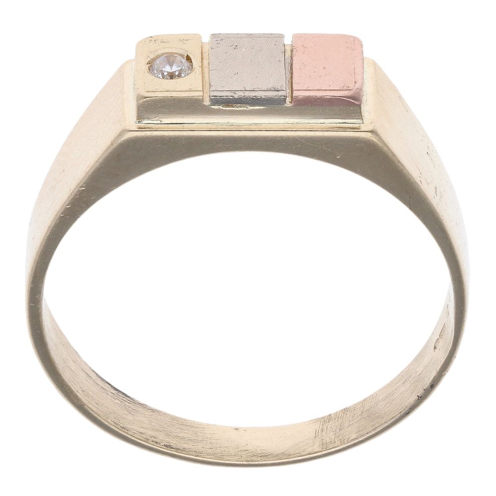9ct Yellow White And Rose Gold Cubic Zirconia Signet Ring ...
