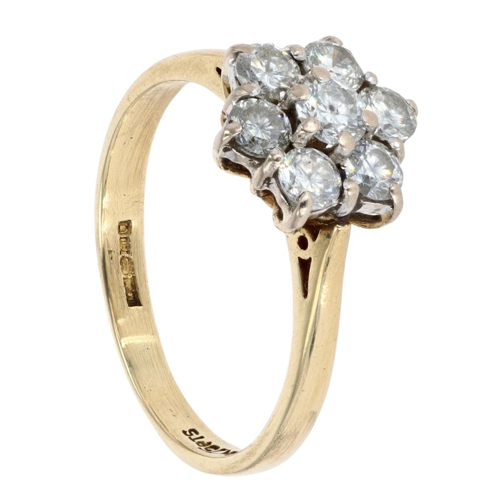 18ct Yellow Gold 0.75ct Diamond Cluster Ring RAMS676279388006 ...