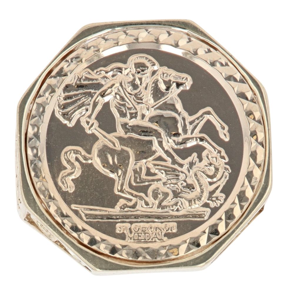 9ct Yellow Gold St George Coin Ring RAMS998344390020 | Ramsdens Jewellery
