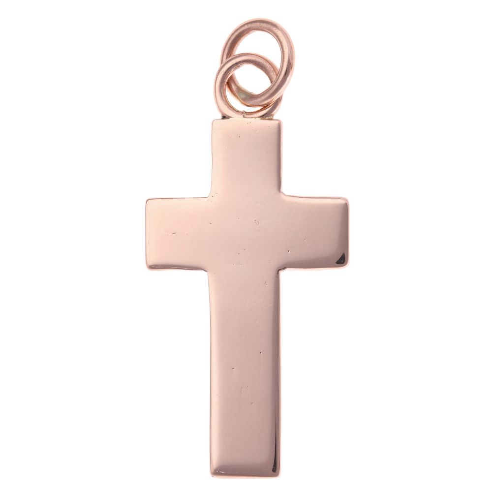 9ct Rose Gold Plain Cross Pendant RAMS971350646002 | Ramsdens Jewellery
