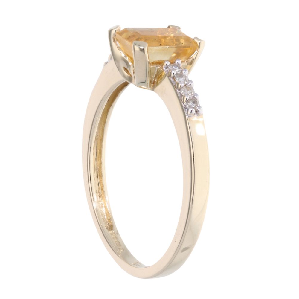 9ct Yellow Gold Created Citrine And Diamond Stone Set Ring ...