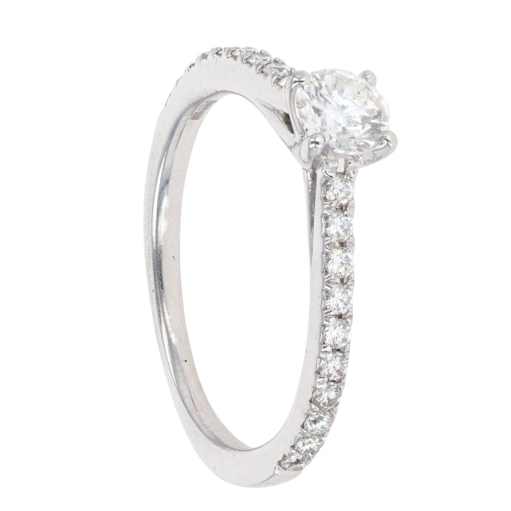 18ct White Gold 0.50ct Diamond Shoulder Solitaire Ring RAMS997281958007 ...