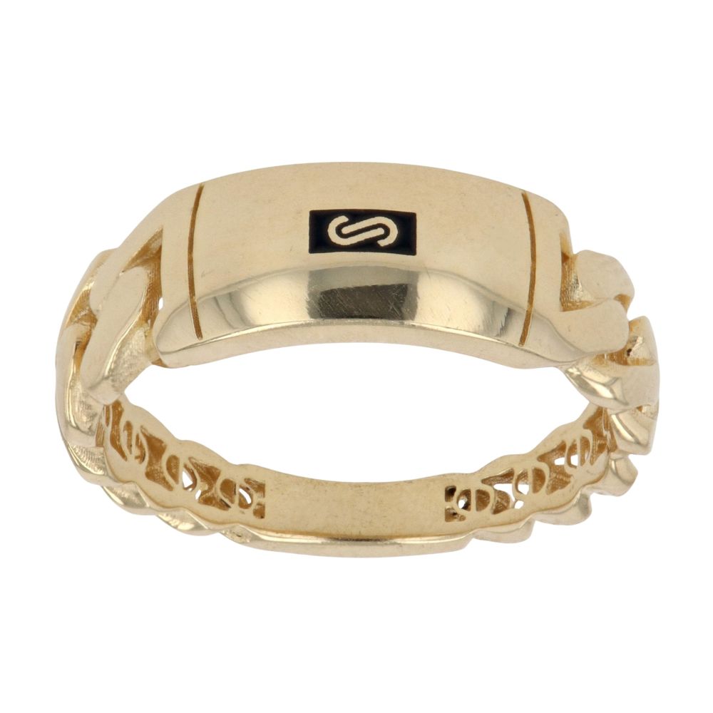 14ct Yellow Gold Monaco Classic Plain Vertical Link Signet Ring ...