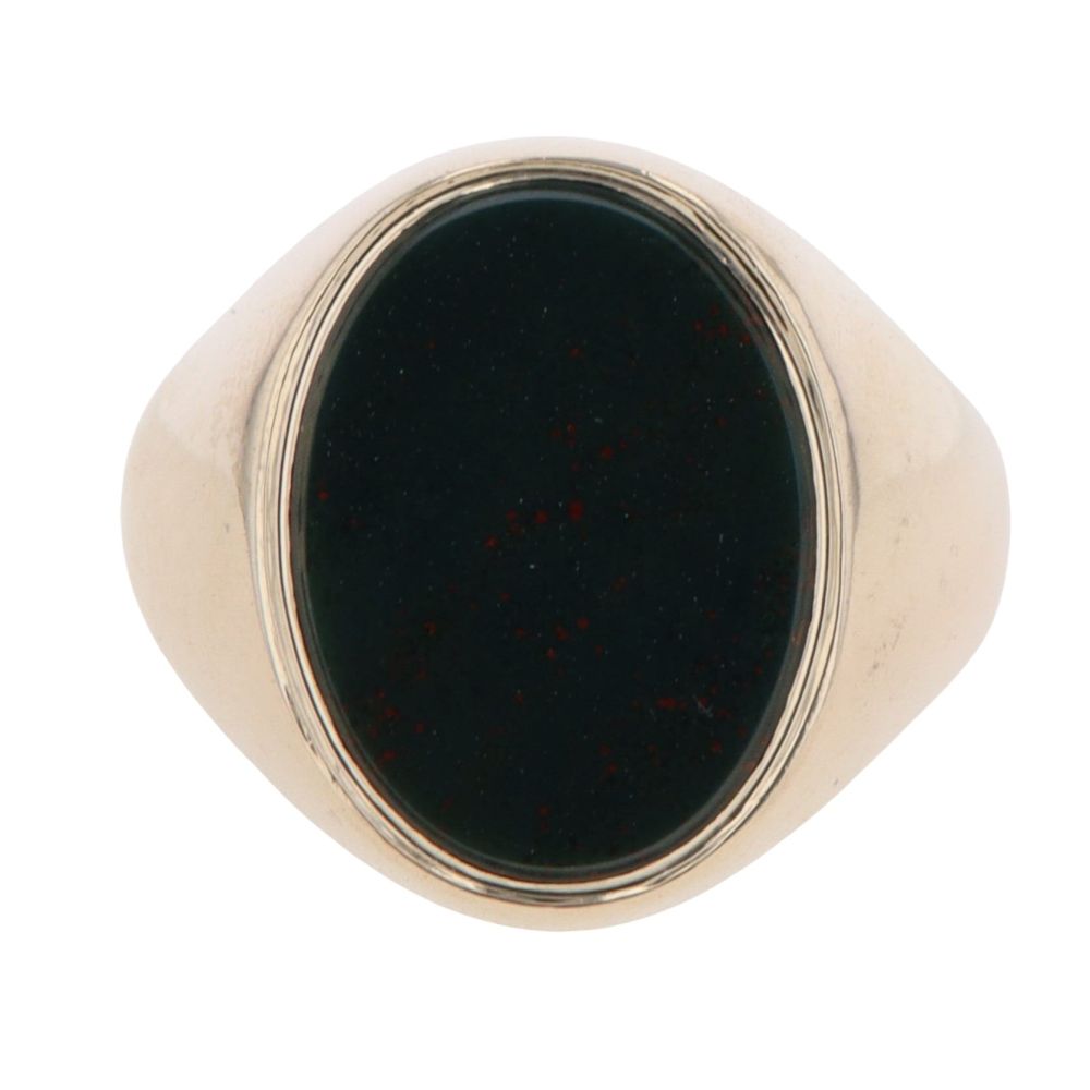 9ct Yellow Gold Blood Stone Signet Ring RAMS618360673001 | Ramsdens ...