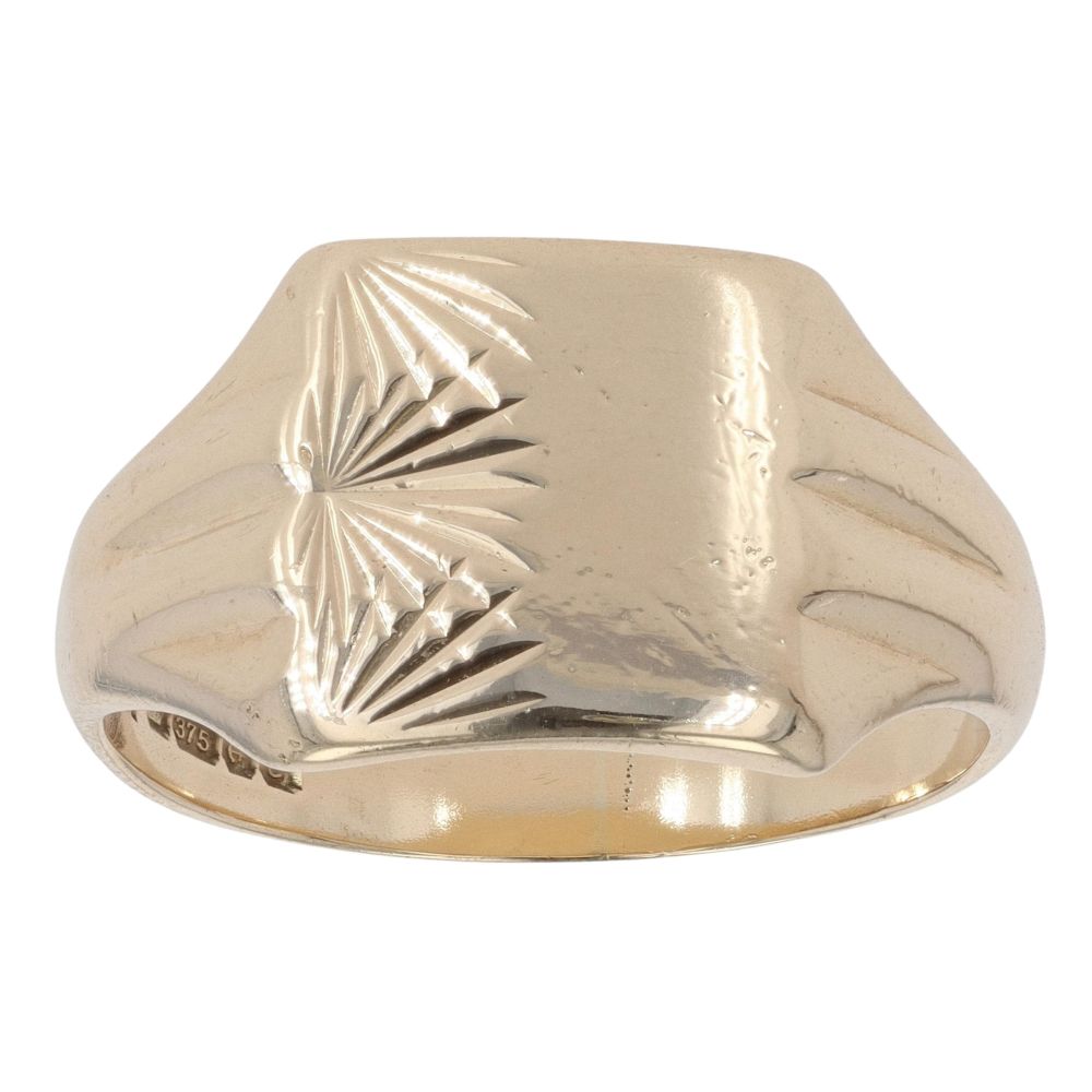 9ct Yellow Gold Patterned Signet Ring RAMS946346458009 | Ramsdens Jewellery
