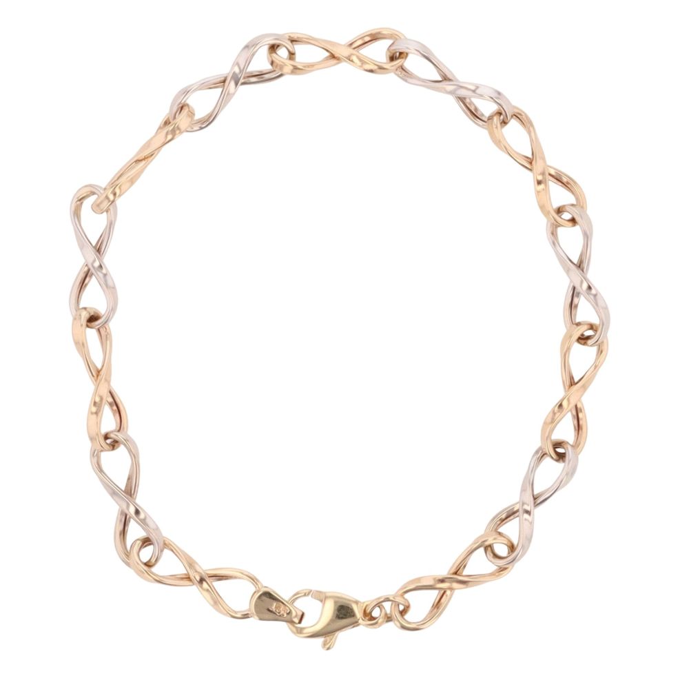 9ct Yellow And White Gold Fancy Infinity Link Bracelet 7 ...